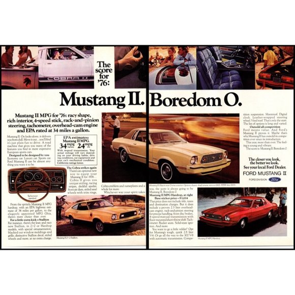 Ford | Art | 976 Mustang Ii Stallion And Hardtop 2 Page Vintage Print ...